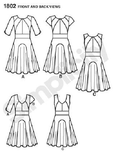 Simplicity 1802 Sz 6-14 Shaped Flared Chic Godet Gored Summer Dress ...
