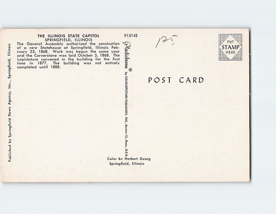Postcard The Illinois State Capitol, Springfield, Illinois, USA | eBay