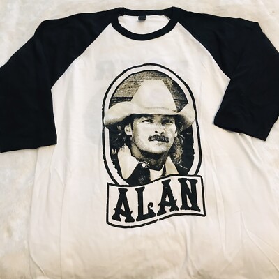 Alan Jackson Mens Tultex Graphic T-Shirt White Black Tour 89 Long ...