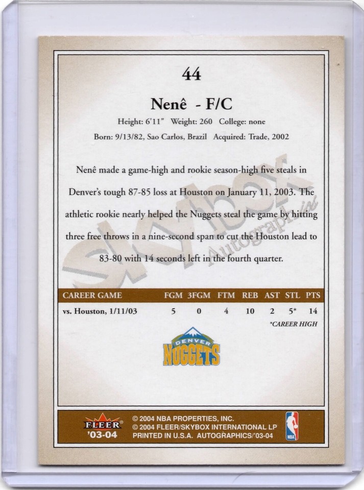 Skybox Autographics, Fleer 2004, Nene #44, NBA | eBay