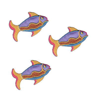 Colorful Gold Thread Fish (3-Pack) Iron on Patch | eBay