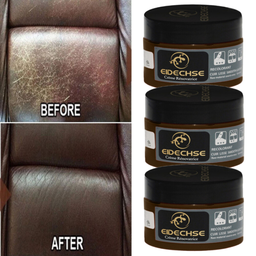 3 x Leather Recoloring Balm, Brown Leather Color Restorer Conditioner ...