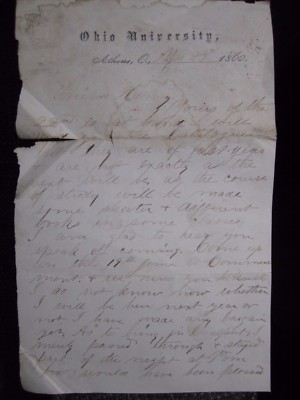 Rare, Early Ohio University Letterhead, Athens, OH, from E. H. Guthrie ...