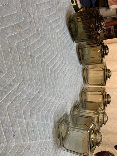 Set Of 6 Smoke Colored Glass Cube Lamp Shades | eBay