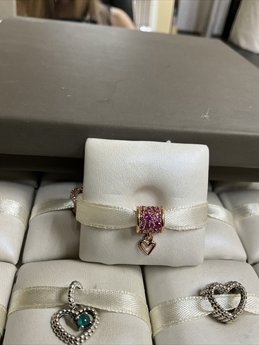 NEW Authentic Pandora Freehand Heart Barrel Charm 789548C01 Rose Gold ...