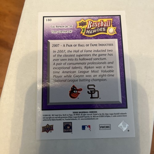 2008 Upper Deck Baseball Heroes - Purple #180 Cal Ripken, Tony Gwynn ...