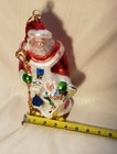 VTG 10" Extra Large Santa w/ Angel holding Toys Glass Figural Christmas ...