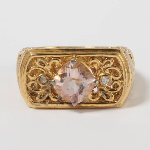 Dallas Prince Gold Vermeil Pink Kunzite Brushed Butterfly Openwork ...