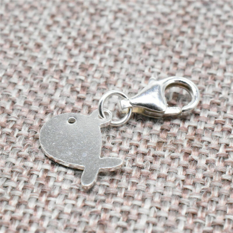 925 Sterling Silver Small Fish Dangle Clip On Charm Lobster Clasp for ...