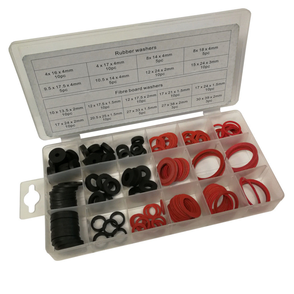 141pc Sealing Washer Set Rubber & Fibre Washer Assorted Set in Case ...