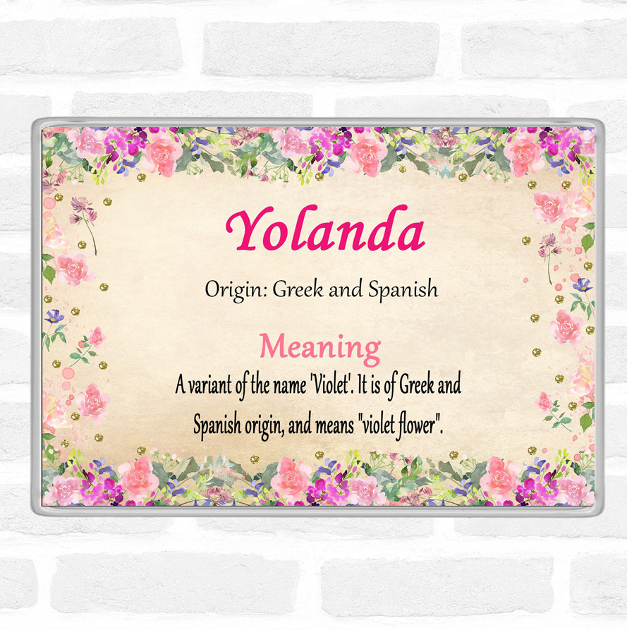 Yolanda Name Meaning Jumbo Fridge Magnet Floral | eBay UK