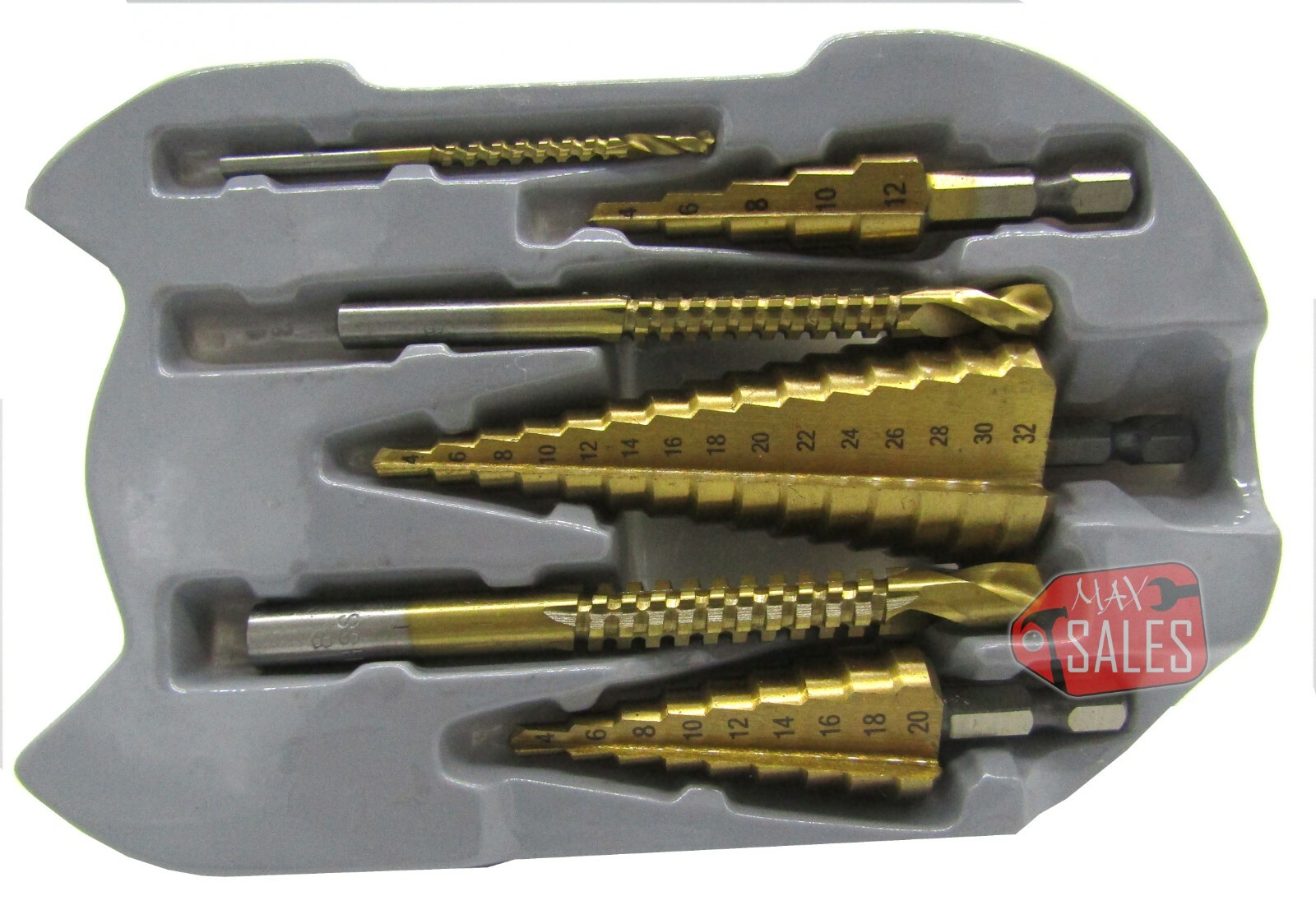 6Pc HSS Step Drill Bit & Saw Drills Set Metal Titanium Steel Hole Cut ...