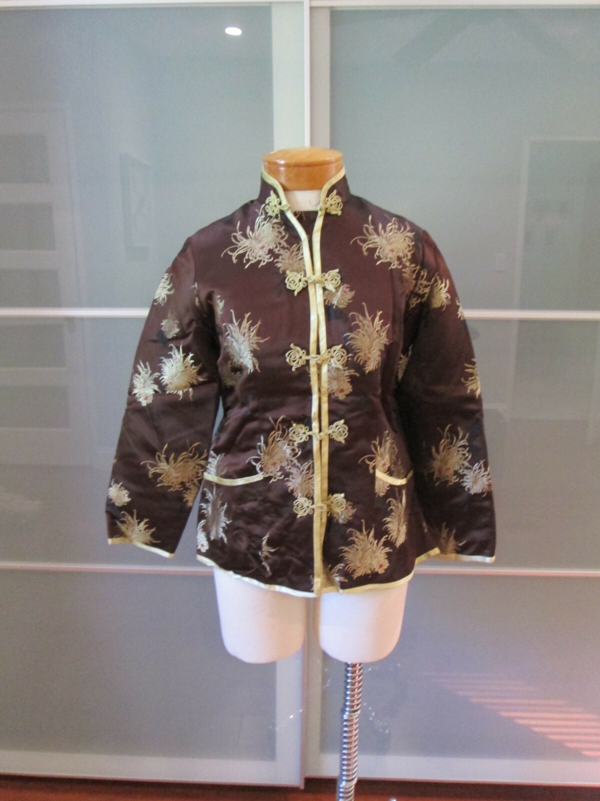 Traditional Golden Camel Chinese Satin Jacket Brown J… - Gem