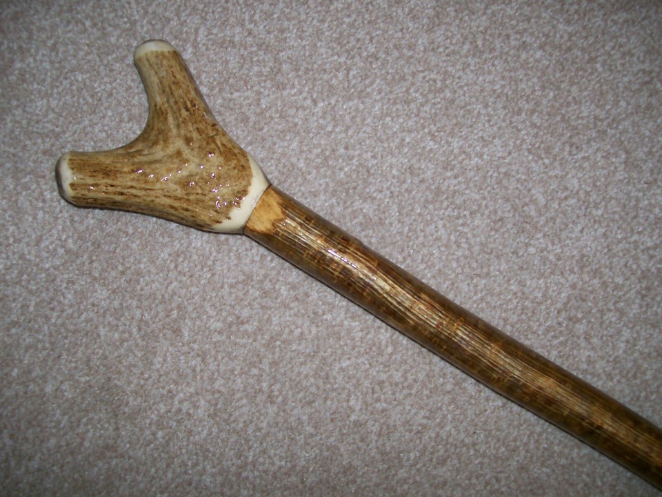 New Hand Made Beaters Thumbstick Walking Stick Antler Handle Hazel ...