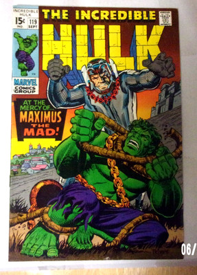 INCREDIBLE HULK #119 1969 GLOSSY SHARP FN+ MAXIMUS/INHUMANS AGAINST THE ...