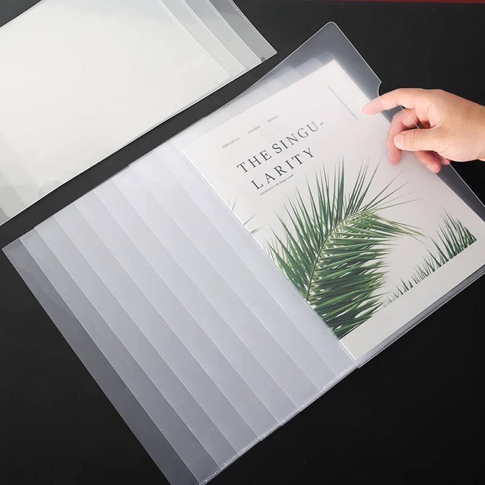 100 Pack Clear Plastic Document Folder Copy Safe Project Pocket L-Type ...