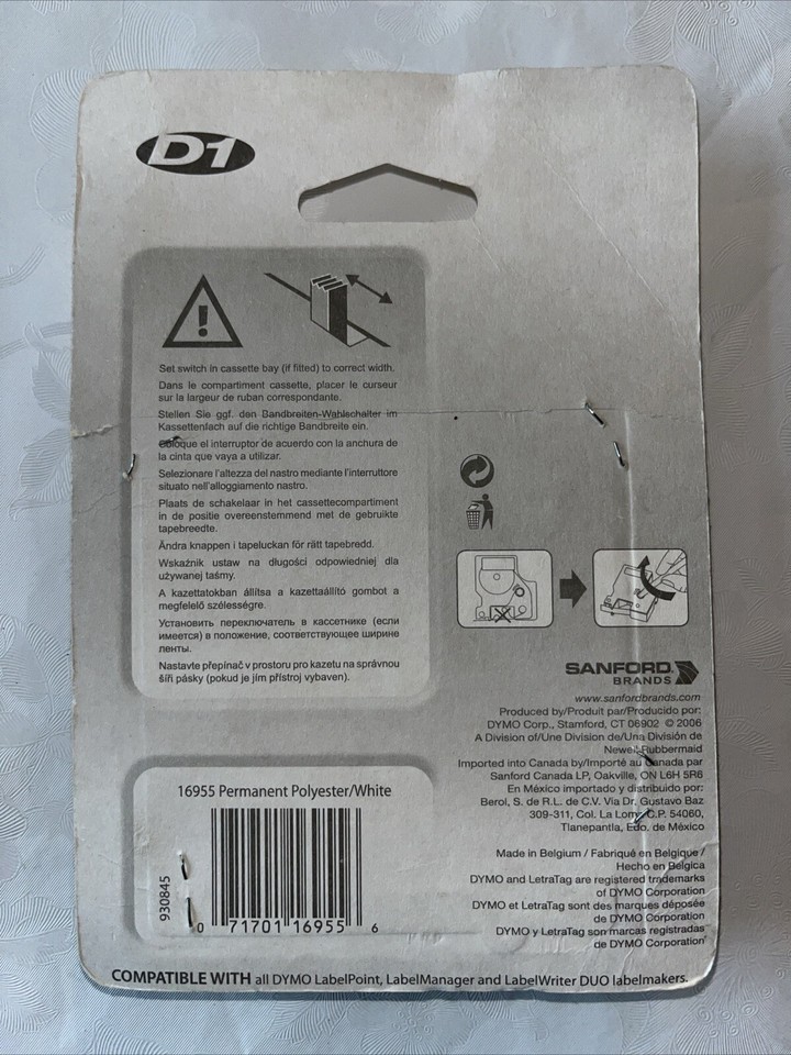 OEM Dymo Label Maker Refill D1 #16955 12mm Black On White ORGANIZE ...