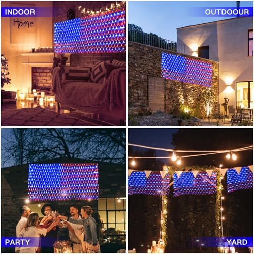 (New) American Flag Lights, 420 LED USA Flag Net Lights, Outdoor ...
