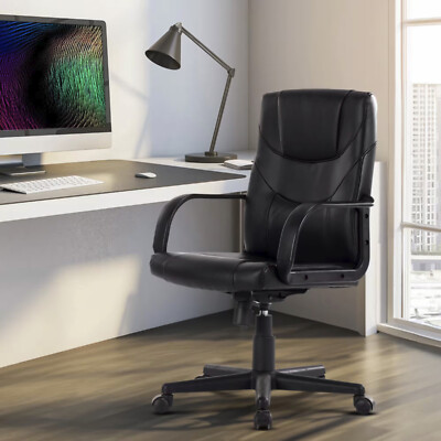 Apollo Office Desk Chair with Arms Black Bonded Leather Executive ...