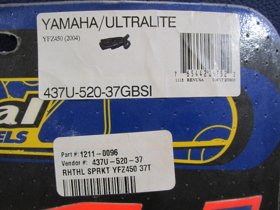 Renthal 437U-520-37GBSI Yamaha Raptor ATV Ultralight Rear Sprocket ...