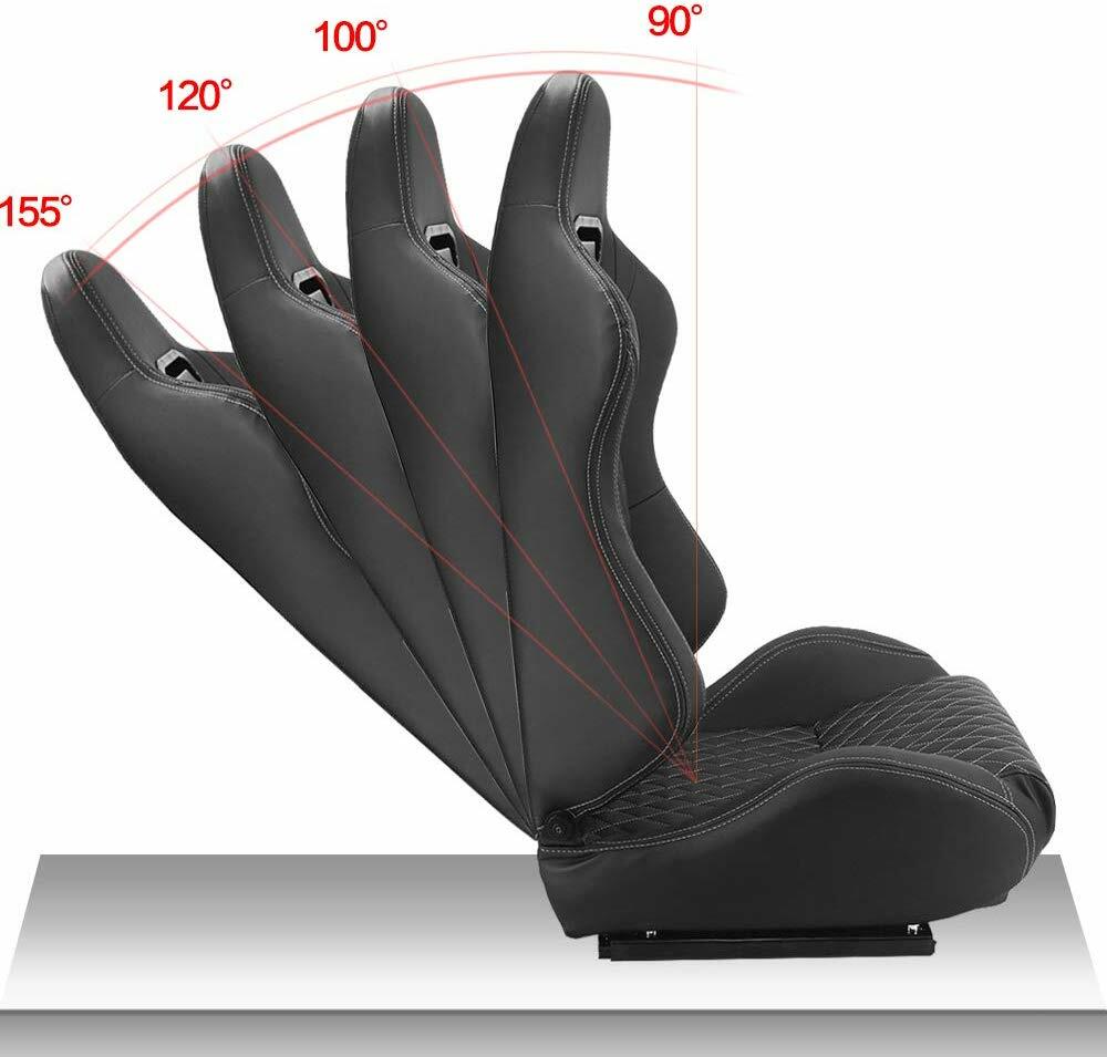 2x Leather Racing Seats Sport Seats Slide Recline Universal Full Wraped ...