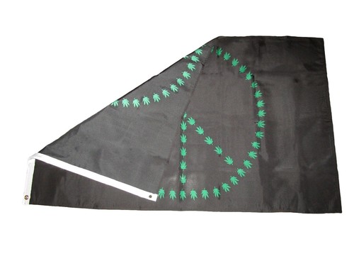 3x5 Weed Leaf Peace Symbol Marijuana Reefer Premium Quality Flag 3'x5 ...