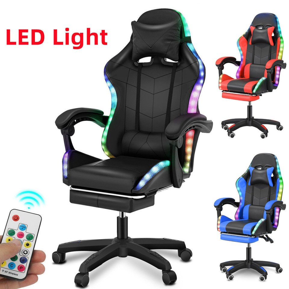 Gaming Chair With 12 RGB LED Lights Computer Office Chair Swivel E ...