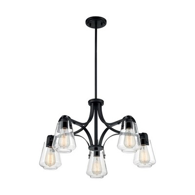 Nuvo Lighting Skybridge 5 Light Chandelier, Clear Glass, Matte Black ...