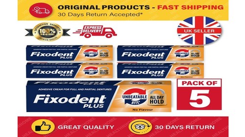 5 x Fixodent Plus Dual Power Best Hold 40g Denture Premium Adhesive ...