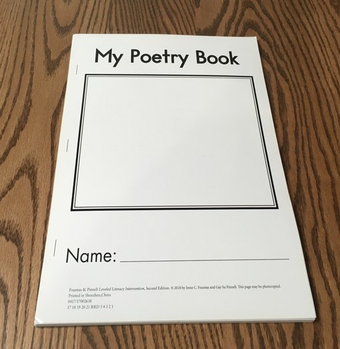 FOUNTAS & PINNELL / 11" X 17" / "MY POETRY BOOK" / 18 PAGES / BLUE ...