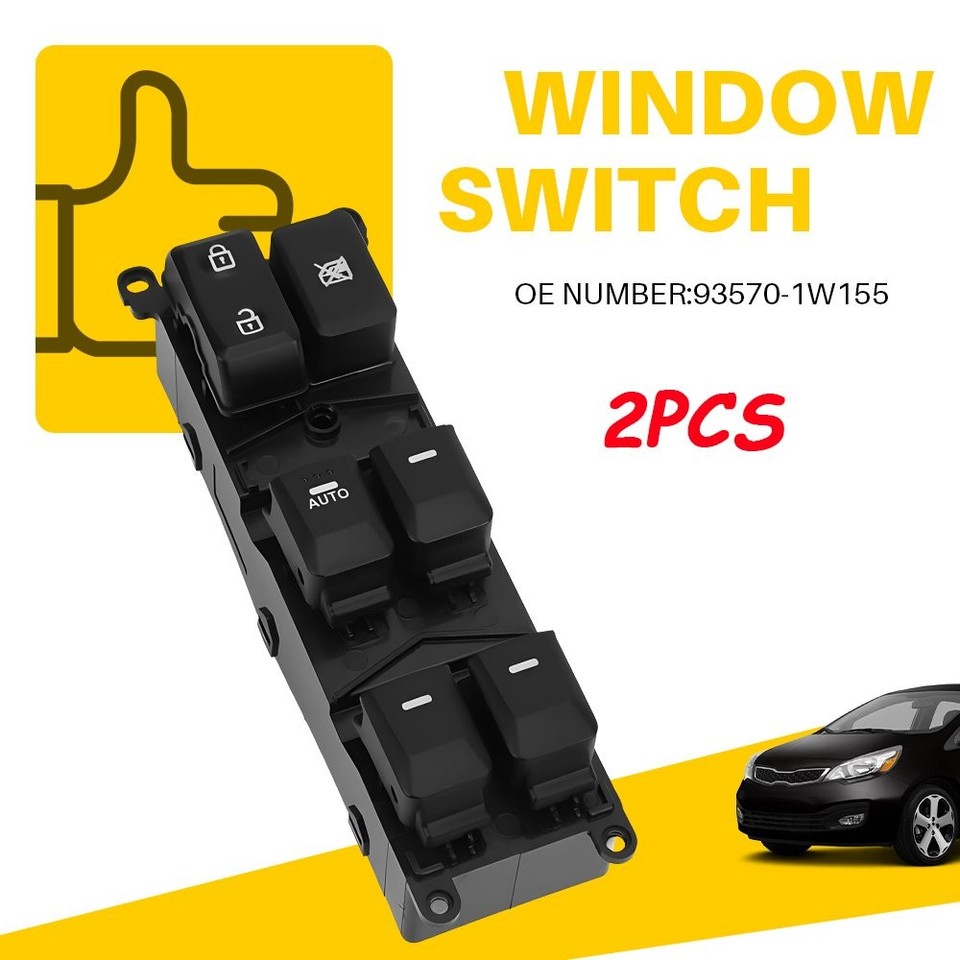 Black Power Window Switch 16 Pins 2X For KIA RIO 4-Door 2012-2015 Front ...