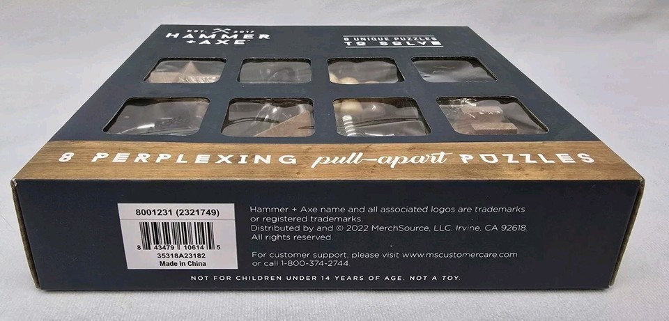 Hammer And Axe 8 Perplexing Pull-apart Puzzles To Solve Gift Game | eBay