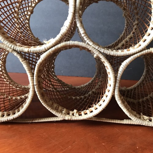 Vtg NOS Paul Marshall Wicker Rattan Wine Rack Bottle Holder Boho Tiki (Holds 6) | eBay