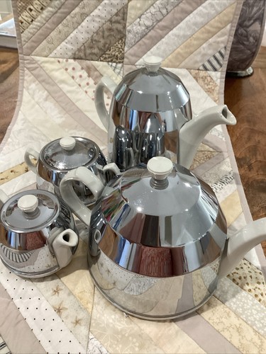 Vintage Art Deco Heatmaster Tea & Coffee Pots, Milk Jug & Sugar Bowl | eBay