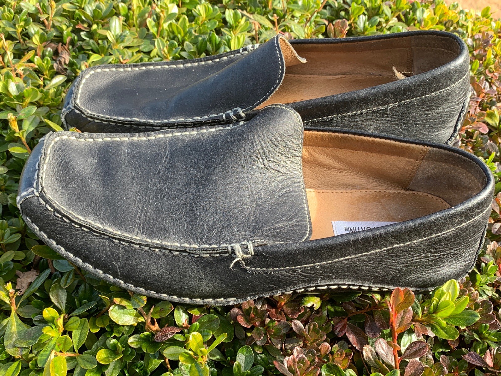 FRANCO FORTINI Black Leather Bowler Oxfords Loafers Square Toe Men Sz ...