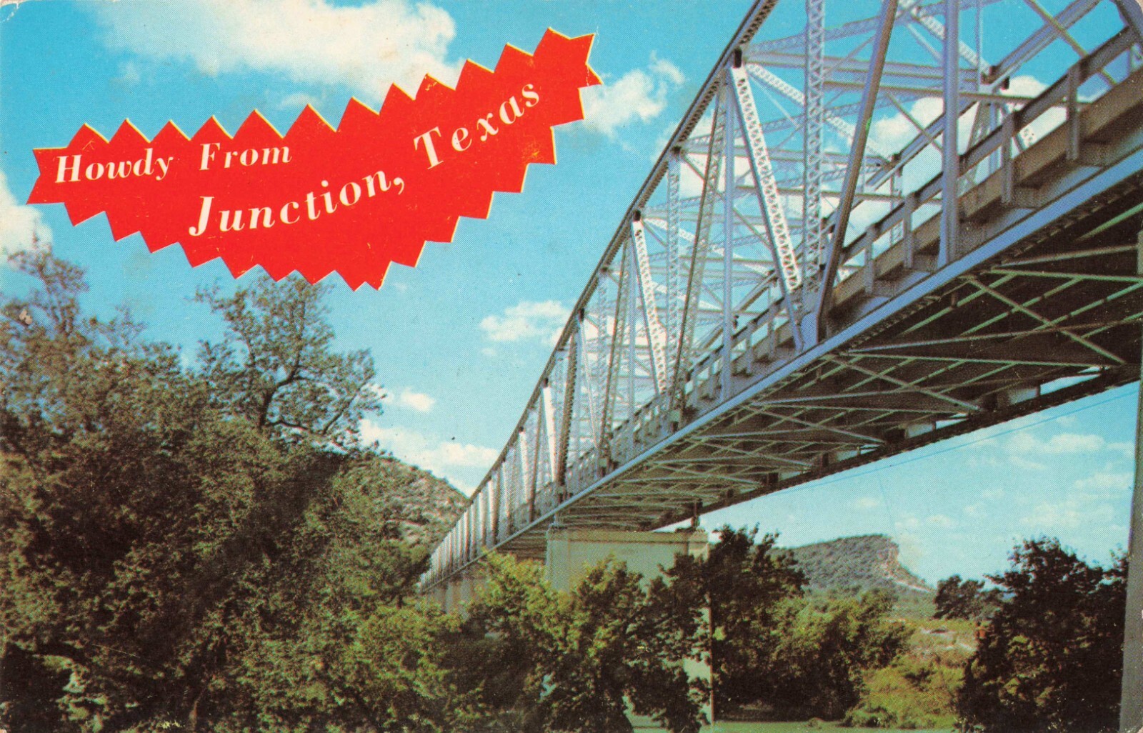 Postcard TX Junction Texas Howdy From South Llano Bridge Lover's Leap ...