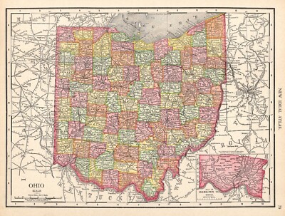 1911 Antique Ohio State Map Atlas Map of Ohio Gallery Wall Decor 1125 ...
