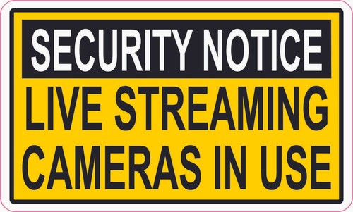 5in x 3in Live Streaming Cameras in Use Vinyl Sticker Car Vehicle ...