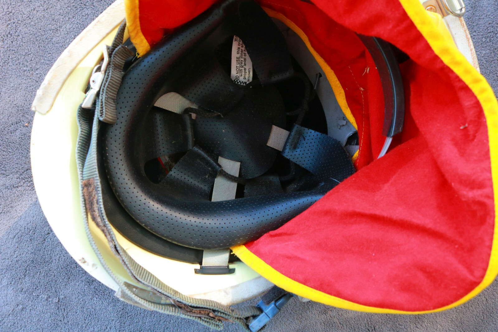 BULLARD Vintage FIREFIGHTER FIRE MAN HELMET rugged no visor neck nape ...