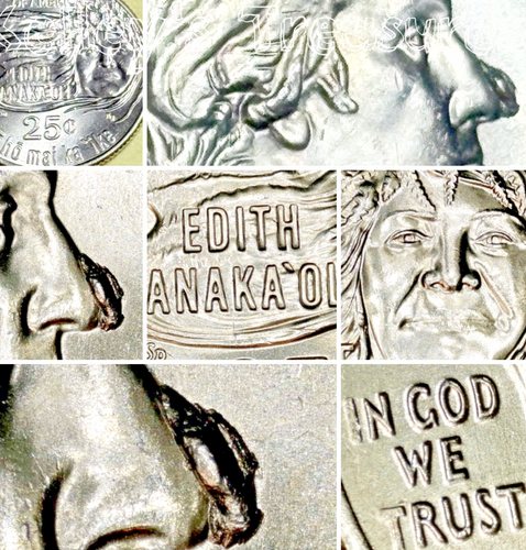 2023P Edith Kanaka Ole Quarter Large Nose Die Break Chip Mint Error ...