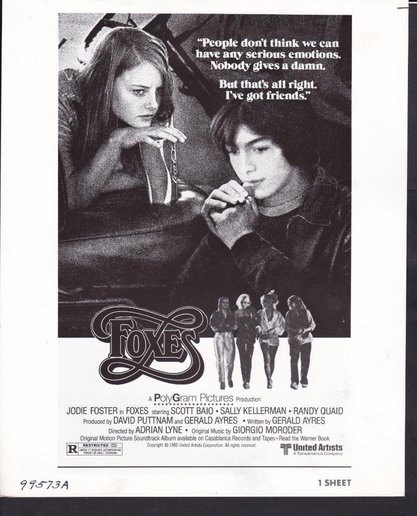 Foxes Movie 1980 JODIE FOSTER CHERIE CURRIE SCOTT BAIO Foxes 1980 JPN
