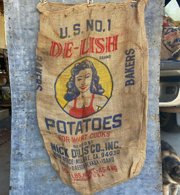VTG California De-Lish Brand Bakers Burlap Potato, Nick Delis Co, Inc ...