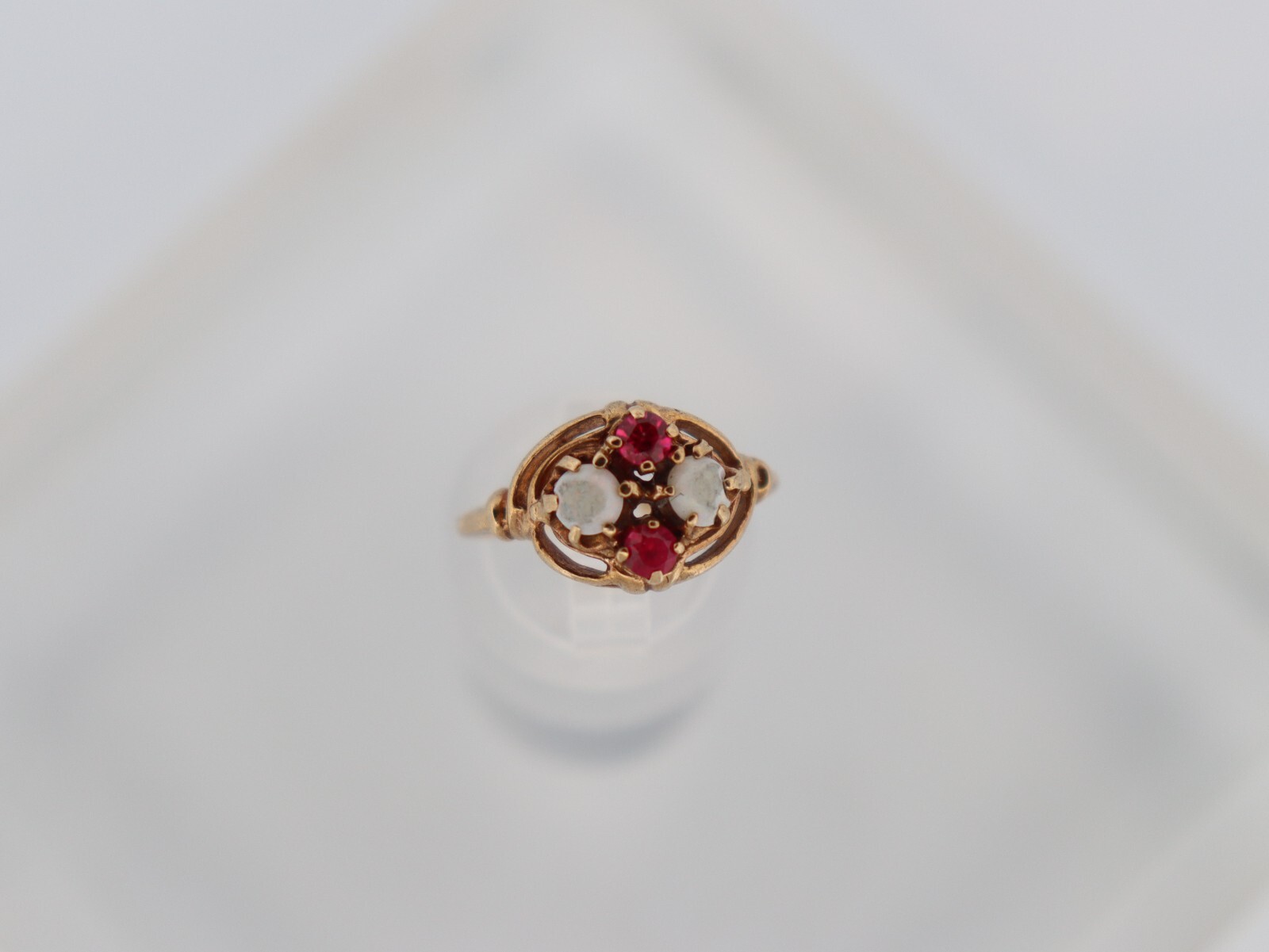 10K Yellow Gold Vintage Chipped Cluster Ruby Opal Ring Size 5.75 | eBay