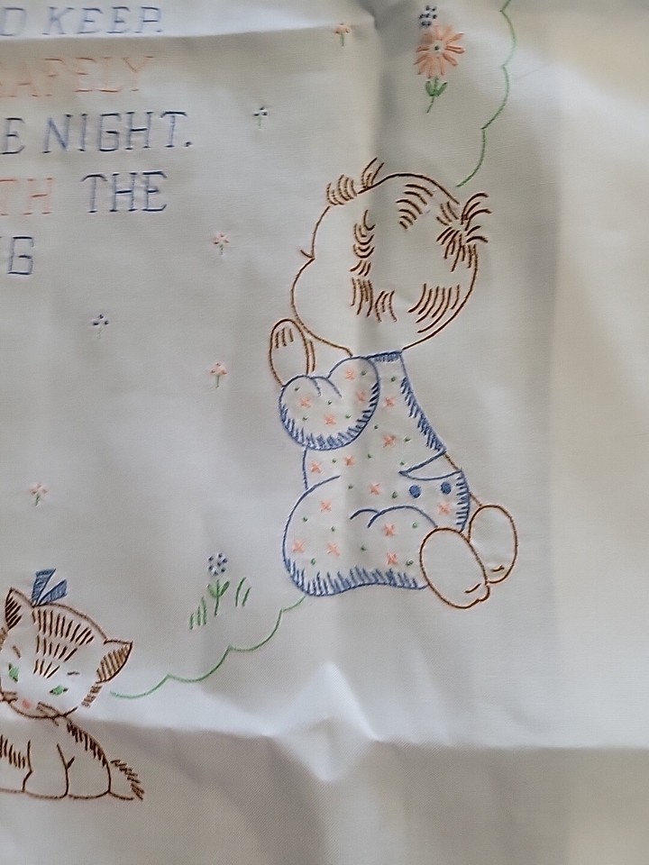 Colortex Stamped Embroidery Childs Prayer Angel & Kiddie Quilt Cotton ...