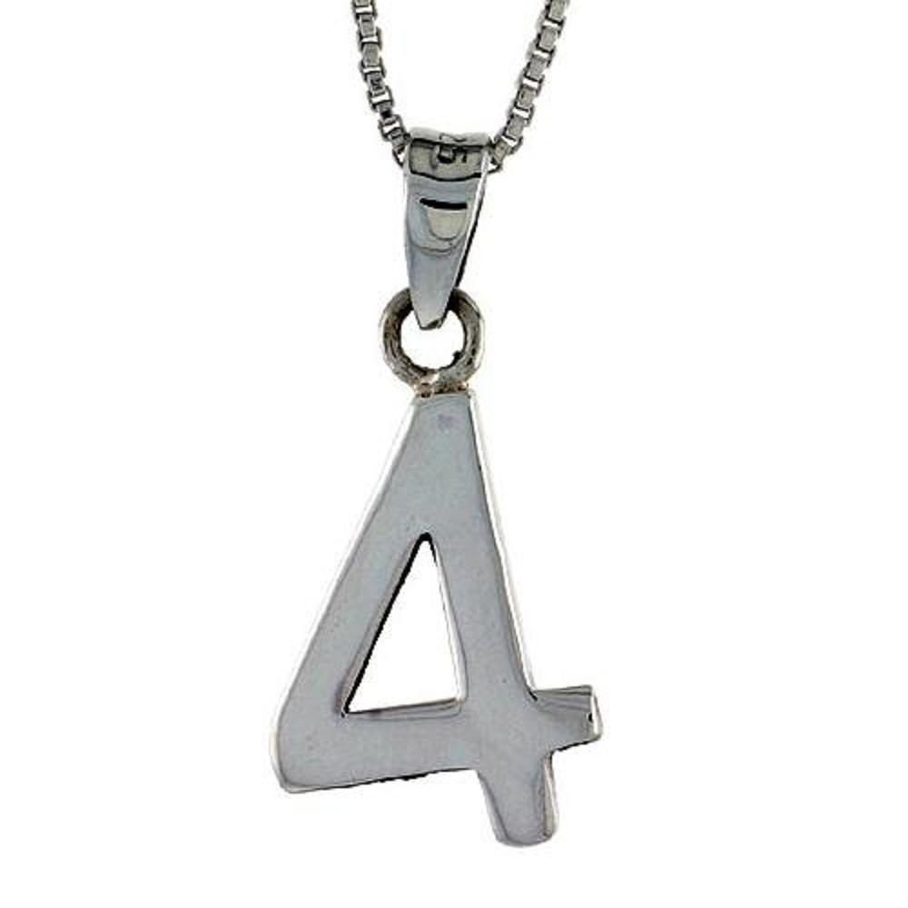 Sterling Silver Any One Number Pendant from 0 to 24 w/ 18" Italian Box ...