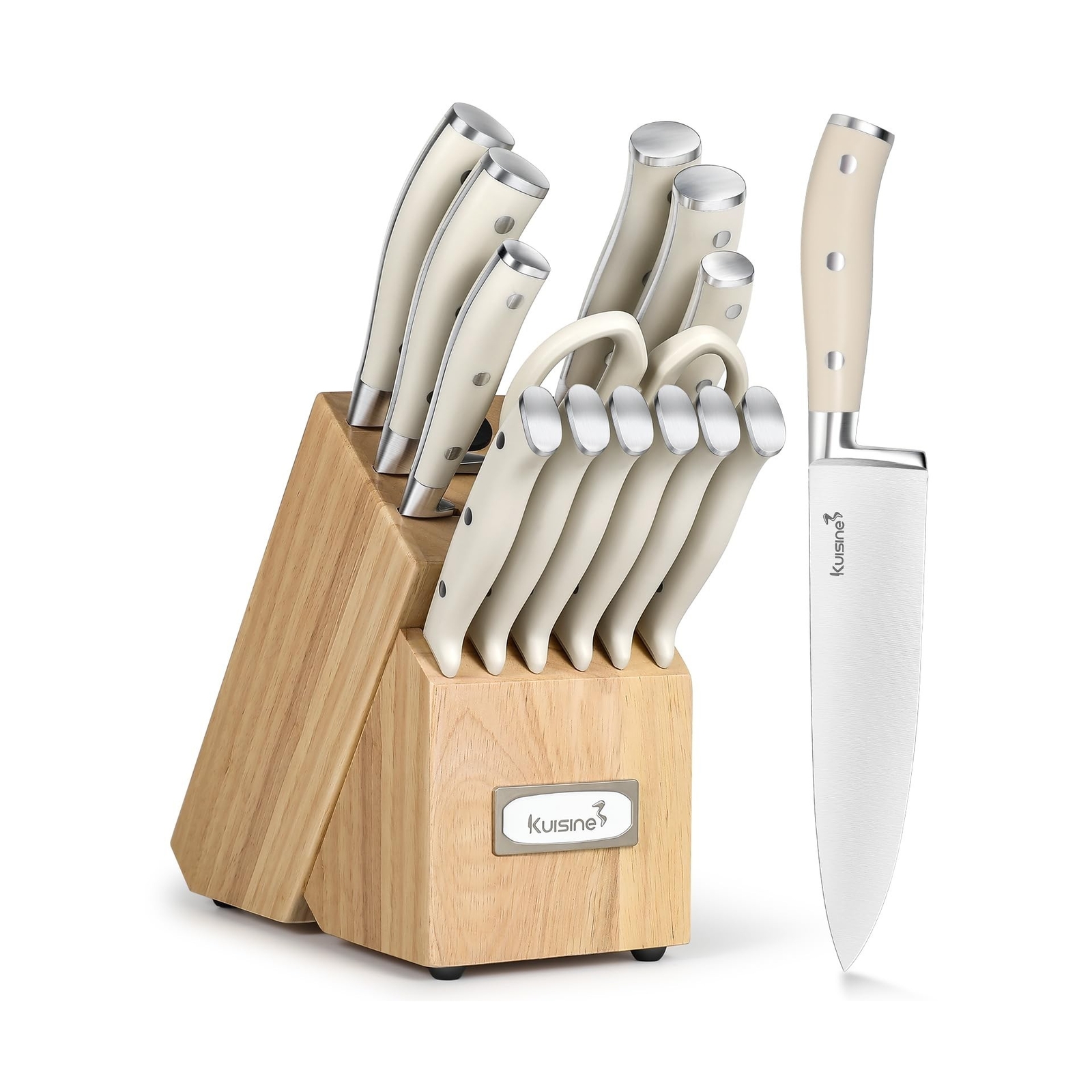 Kuisine Chef Knife Set Block Razor-sharp German High Carbon Stainless ...