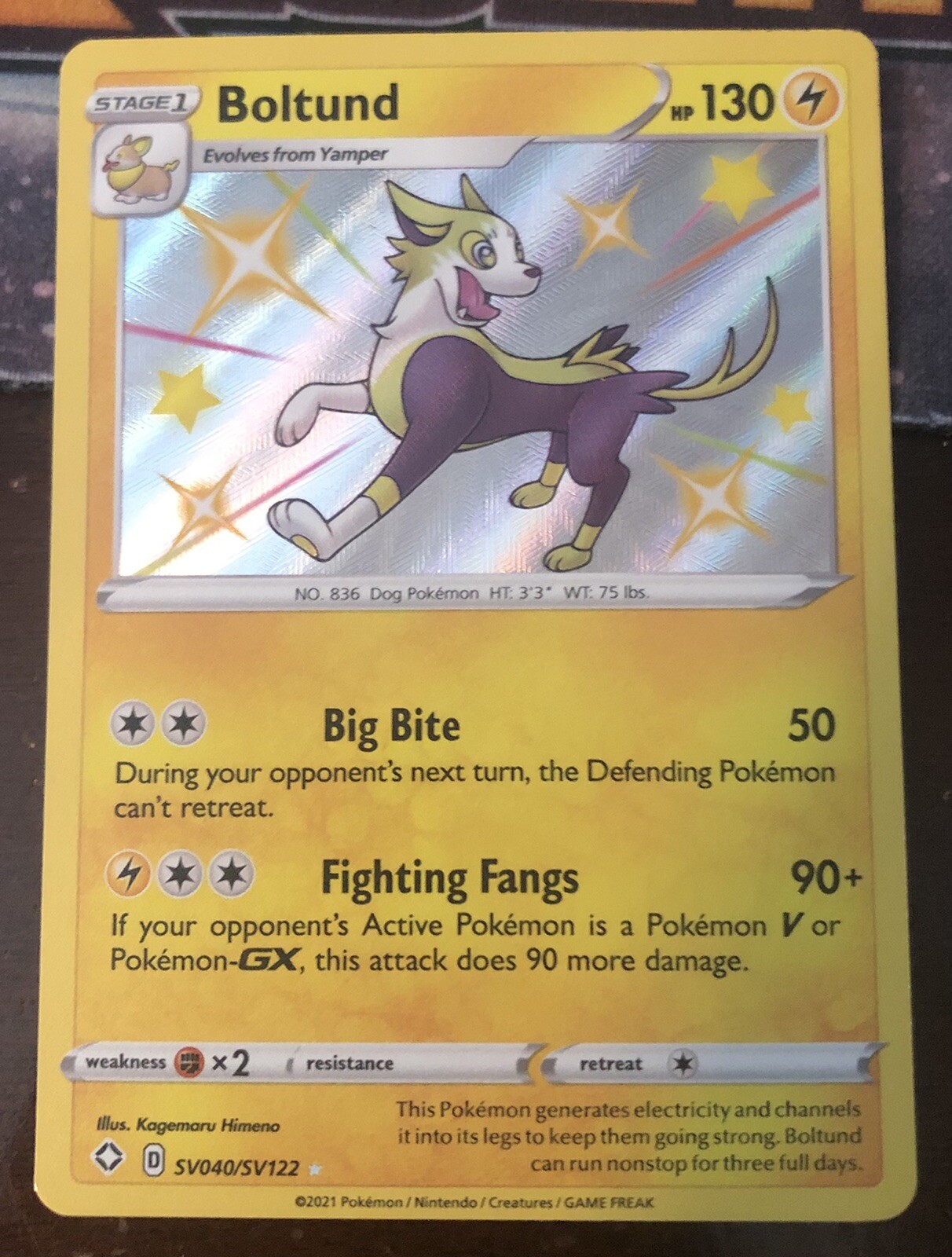 Pokemon TCG Shining Fates Shiny Vault Boltund Shiny Holo Rare SV040 ...