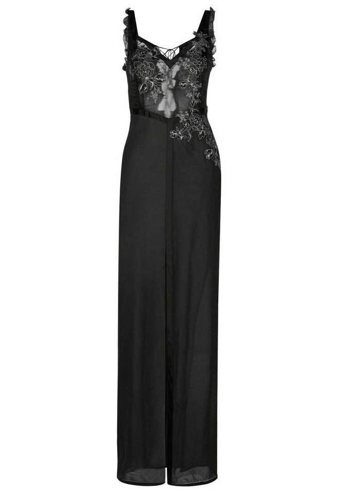 La Perla Peony Black Silk Georgette Nightgown M Negligee $1665 | eBay