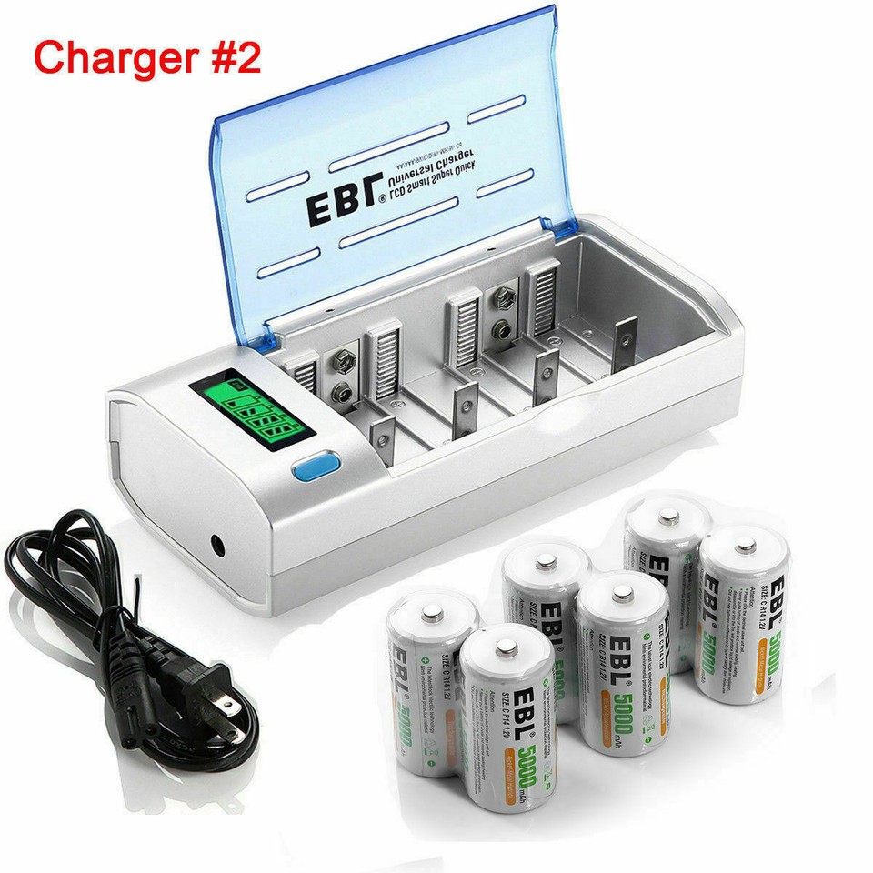 Lot EBL C D Size Cell Rechargeable Batteries AA AAA Battery , Optional ...