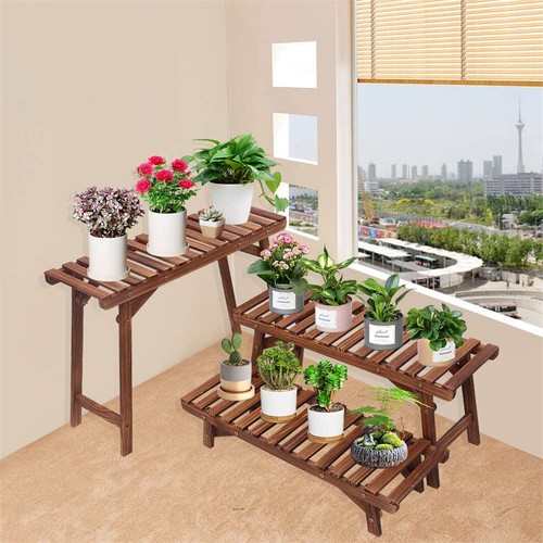 3 Tier Step Design Plant Stand Shelf Racks Freestanding Ladder Flower ...